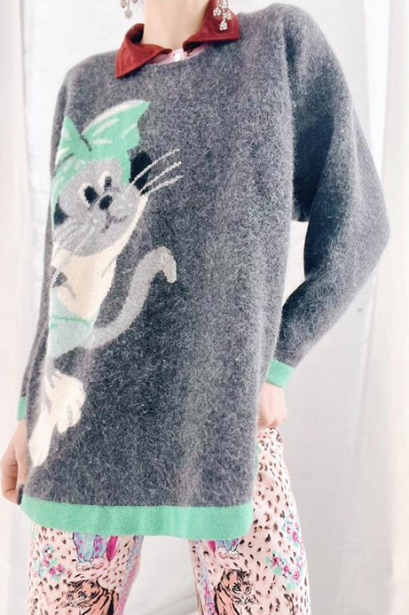 euro angora knit mouse jumper - THRIFTWARES VINTAGE
