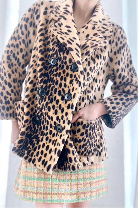 60s leopard faux fur pea coat - THRIFTWARES VINTAGE