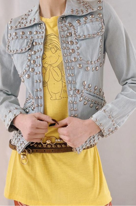 Roncelli studded denim jacket - THRIFTWARES VINTAGE