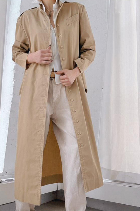 khaki French cotton duster - THRIFTWARES VINTAGE
