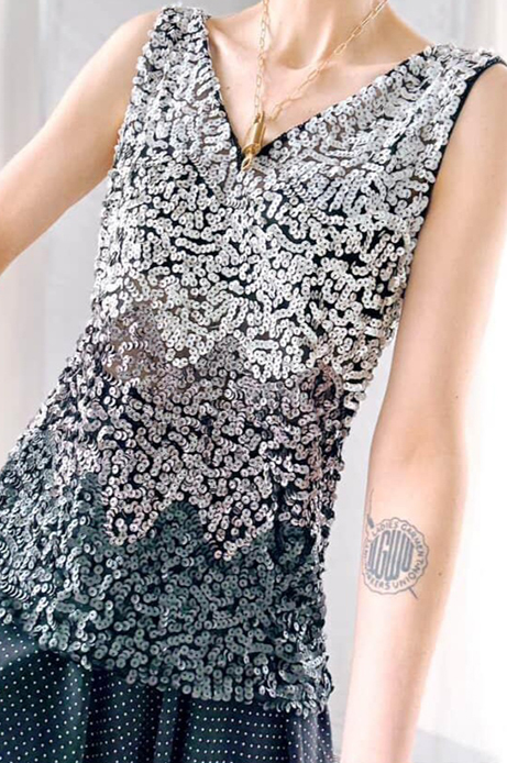 euro semi sheer sequin ombré top - THRIFTWARES VINTAGE