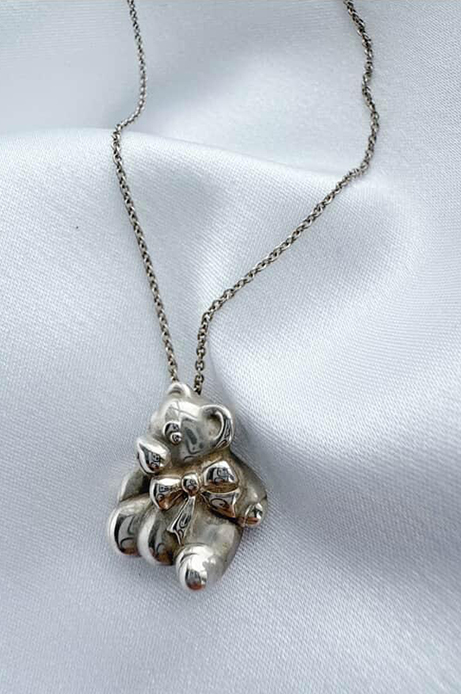 authentic Tiffany & Co sterling silver teddy bear necklace ...