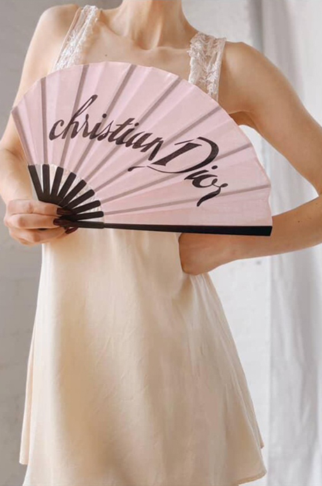 authentic Christian Dior pink hand fan - THRIFTWARES VINTAGE