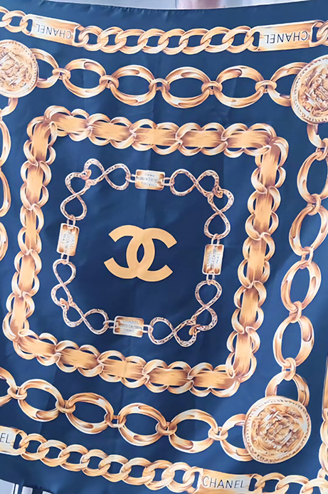 authentic silk Chanel chain scarf - THRIFTWARES VINTAGE